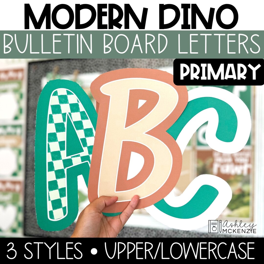 Modern Dinosaur Classroom Theme, Primary Font A-Z Bulletin Board ...