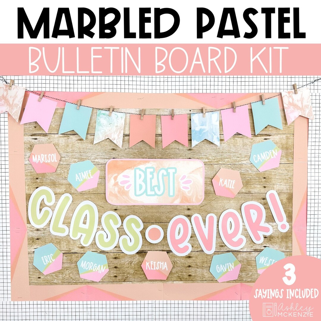 Marbled Pastel Back to School Bulletin Board Kit, Easy and Modern ...