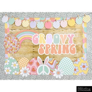 Retro Spring Bulletin Board Kit, Acrostic Poem, Pastel Spring Theme ...