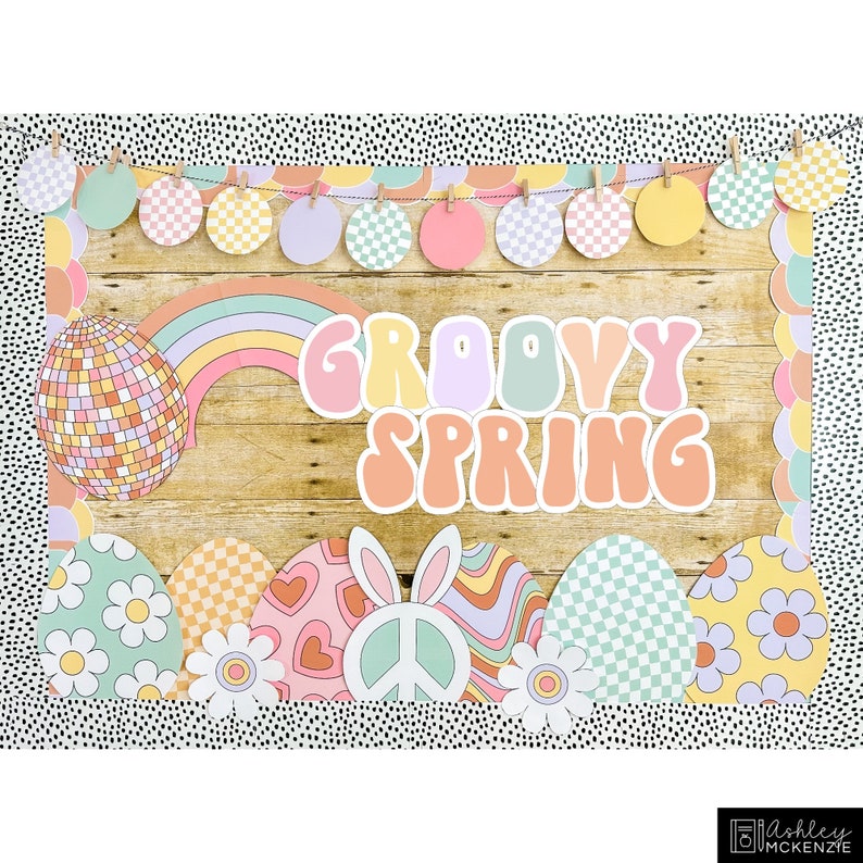 Retro Spring Bulletin Board Kit Acrostic Poem Pastel Spring - Etsy