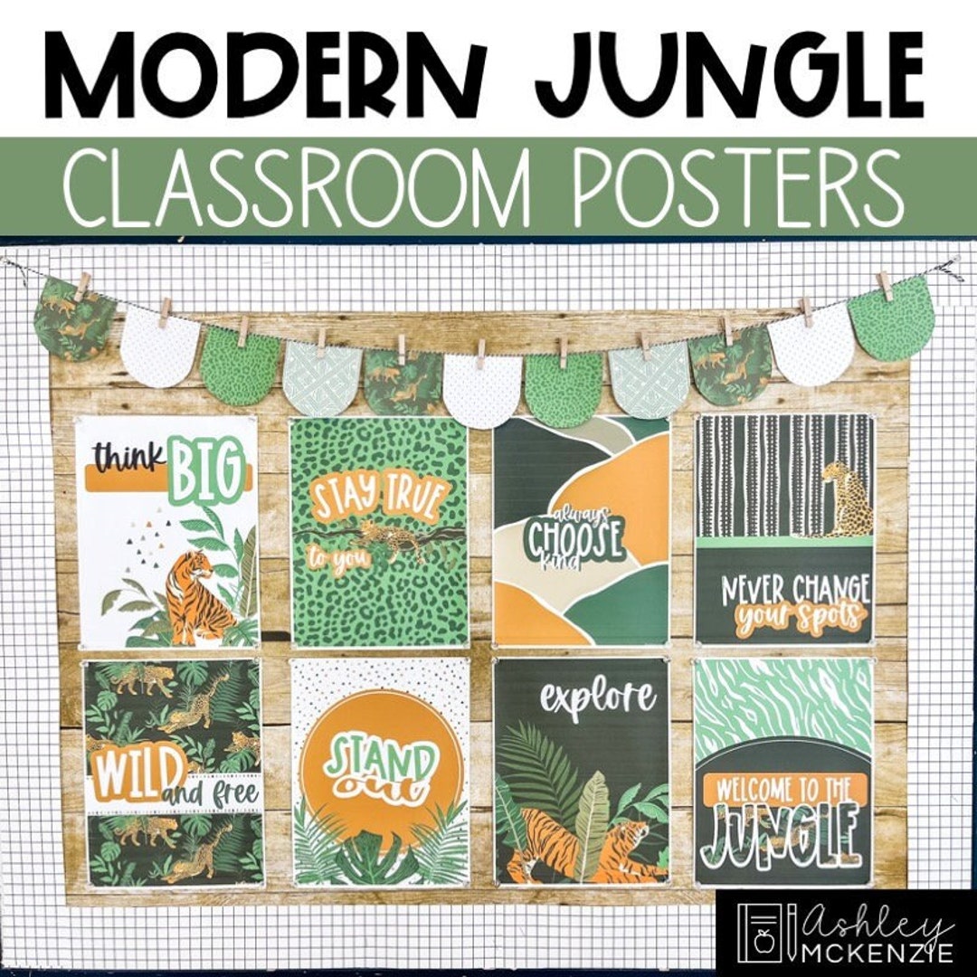 Modern Jungle Themed Classroom Posters, Easy and Modern Classroom ...