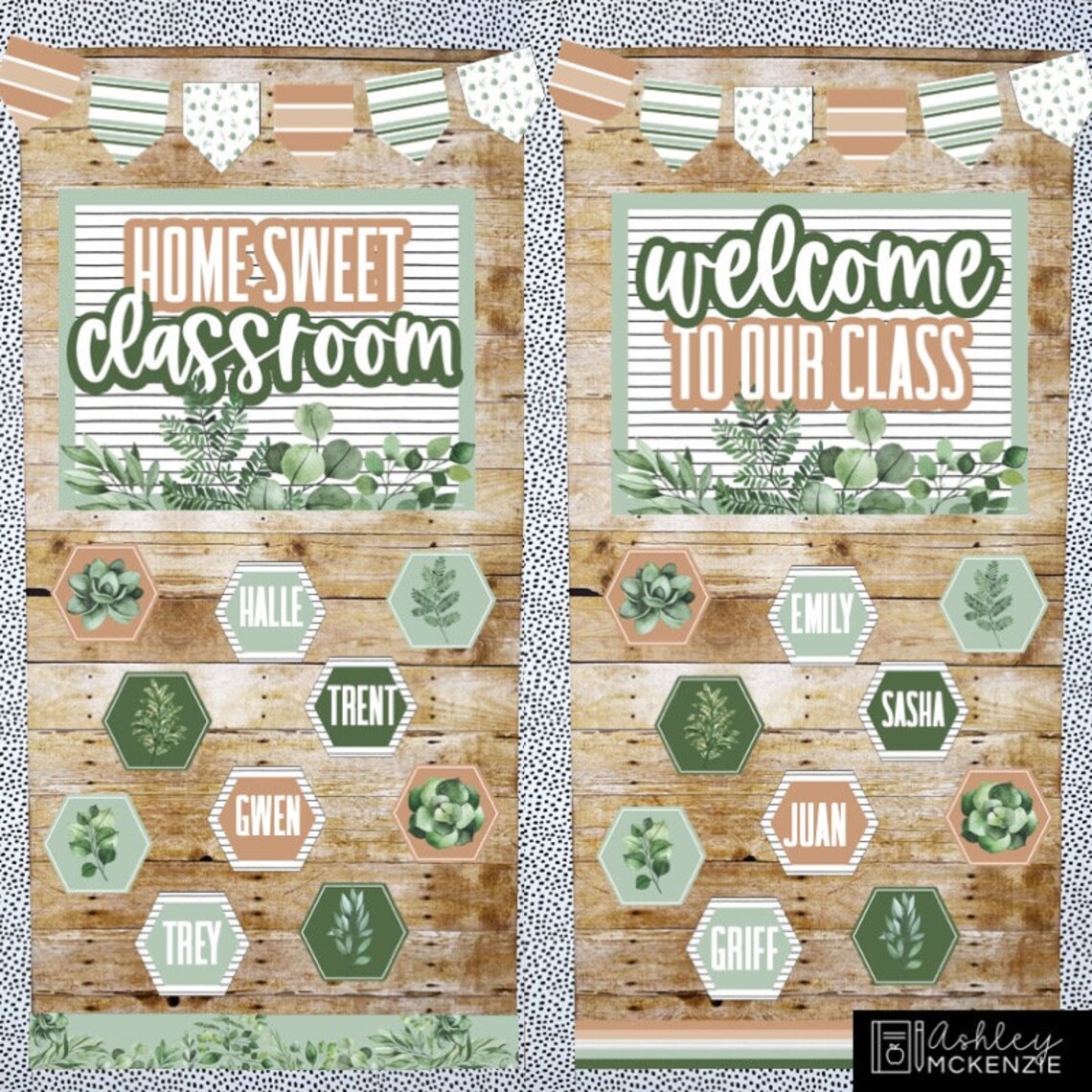 Modern Greenery Classroom Door Decor Kit Back to School Easy - Etsy