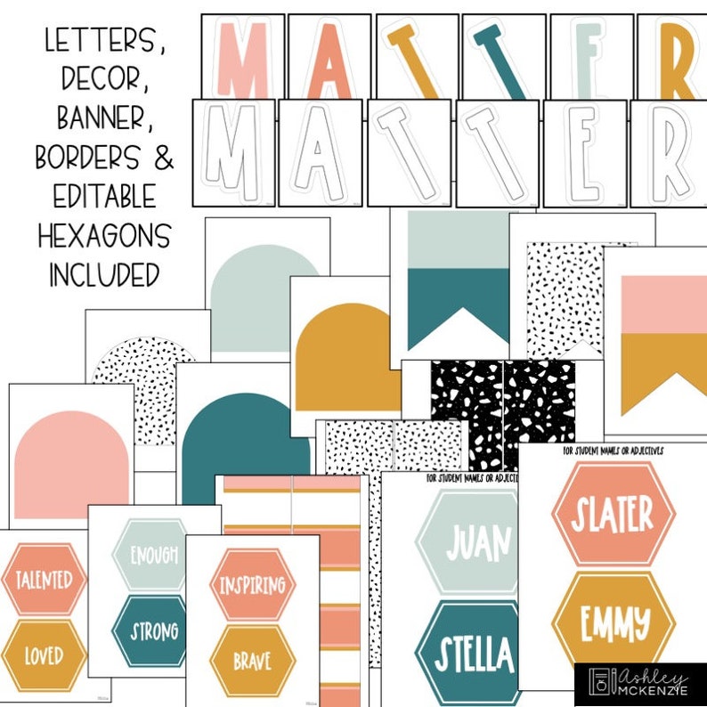 Calm Terrazzo Back to School Bulletin Board Kit Easy and - Etsy