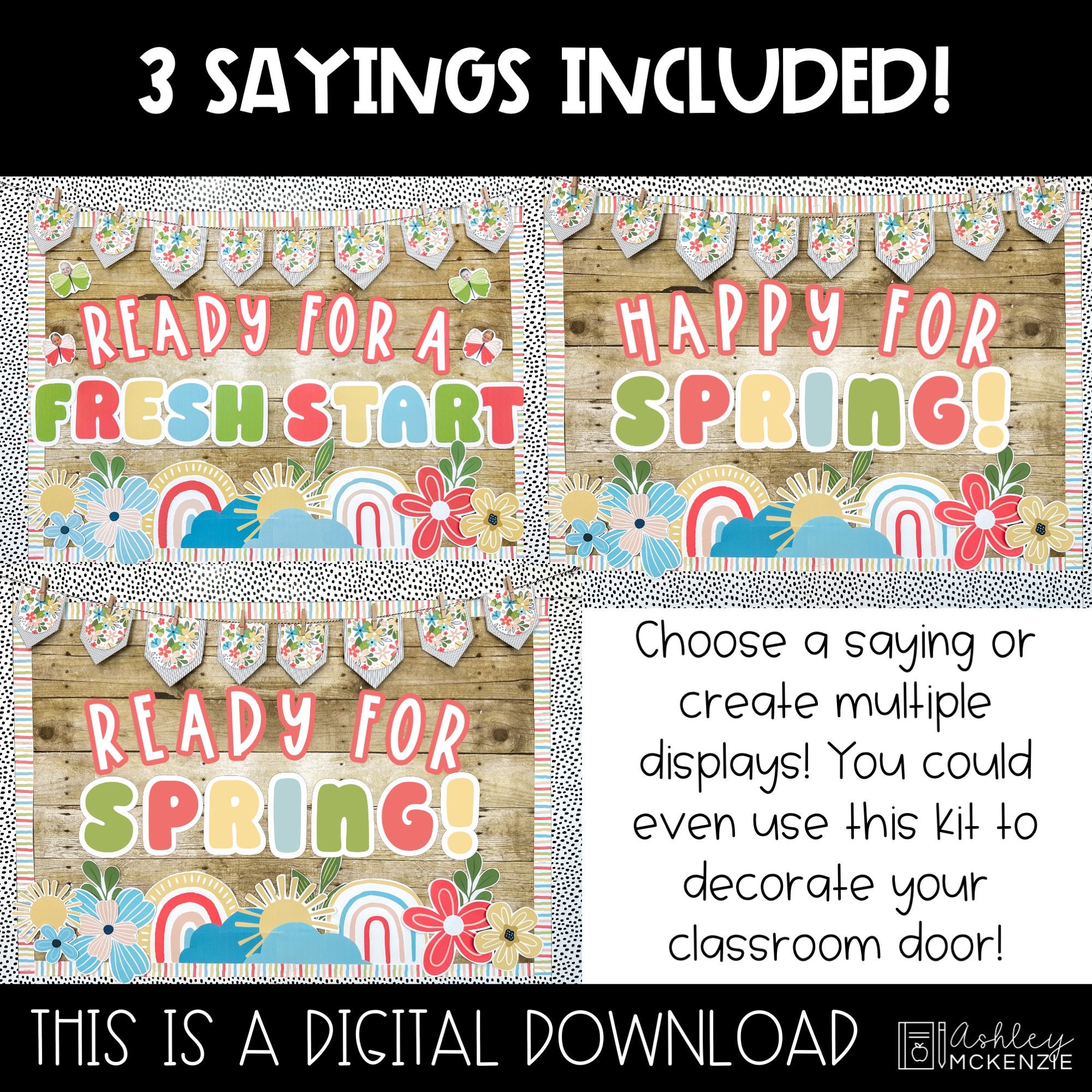 Spring Bulletin Board Kit, Spring Fresh Start Theme, Easy Seasonal ...