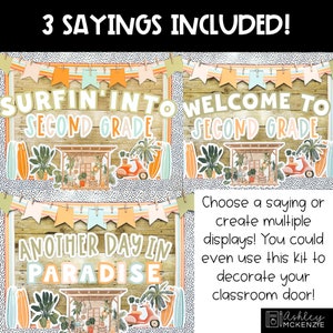 Beach Themed Back to School Classroom Decor Tropical Bulletin Board Set ...