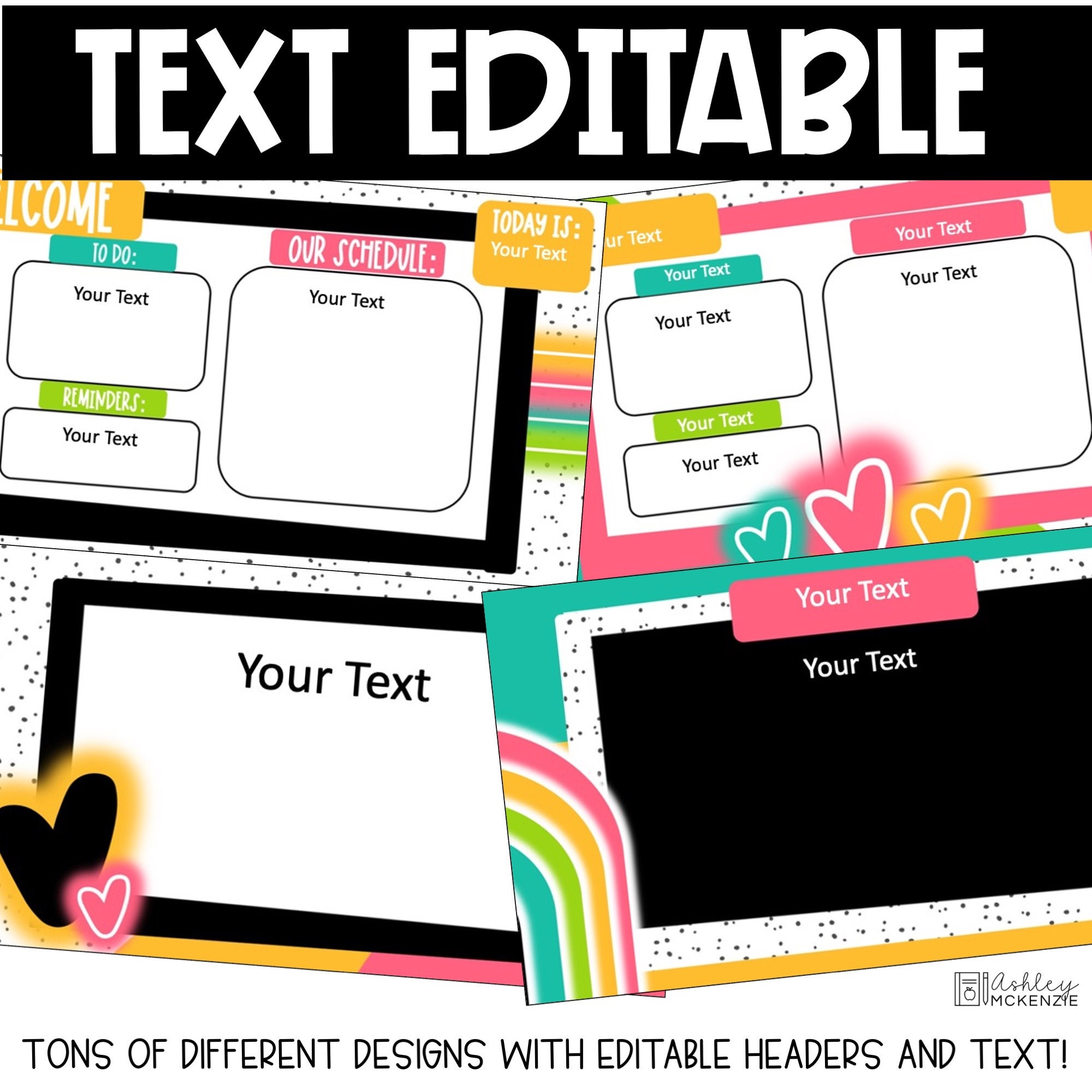 Neon Brights Google Slides and Powerpoint Templates, Modern Class Decor ...
