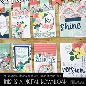 Boho Rainbow Flowers Classroom Posters, Easy and Modern Classroom ...
