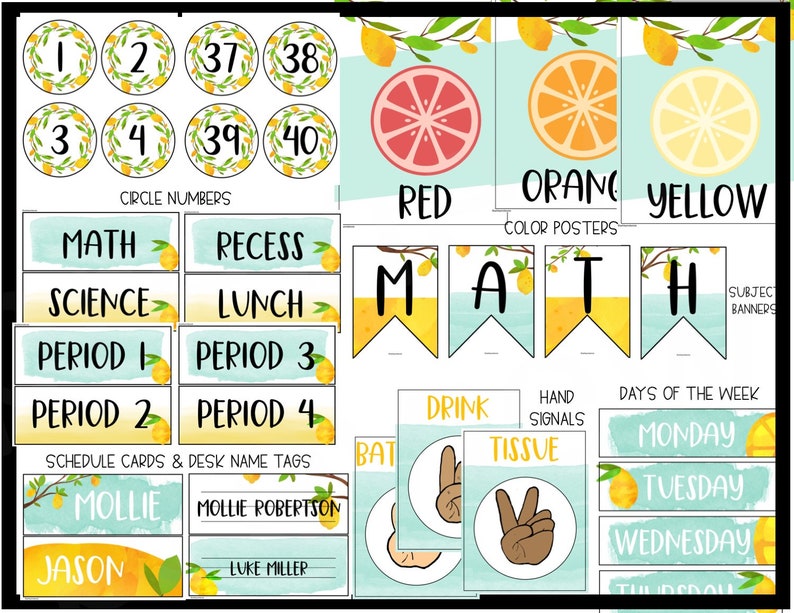 Lemon Classroom Decor Bundle Easy and Modern Classroom - Etsy
