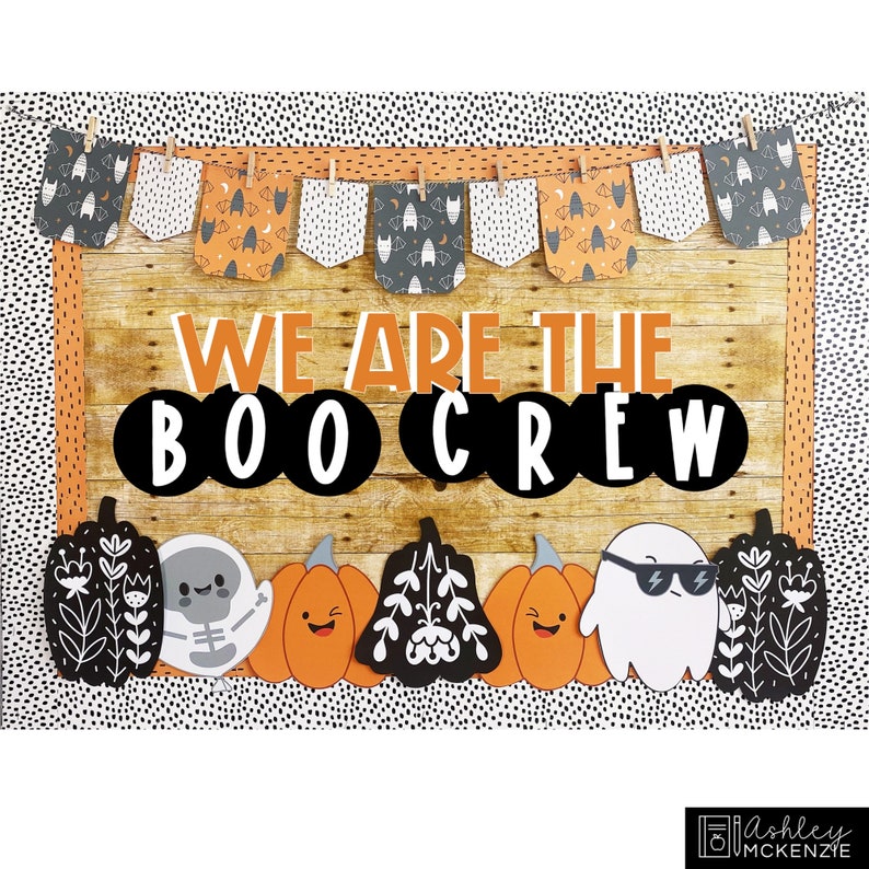 Halloween Bulletin Board Ideas We Are the Boo Crew October Door Decor ...