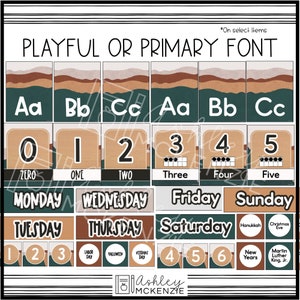 Abstract Landscape Themed Classroom Decor Bundle, Editable Classroom ...