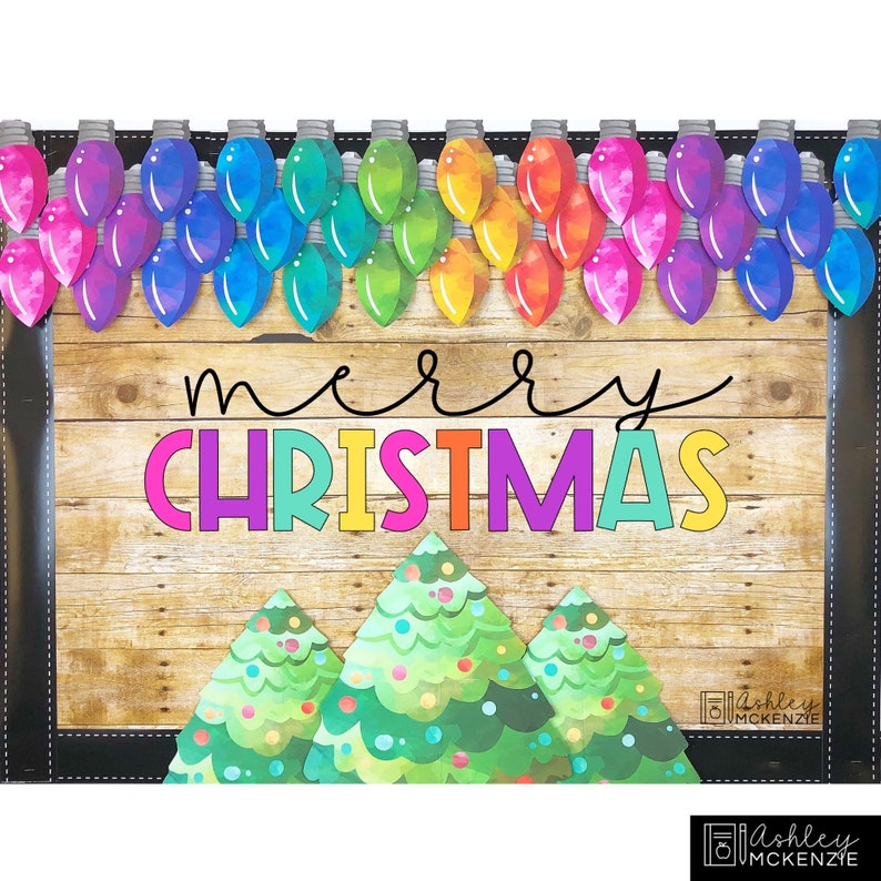Christmas Lights Bulletin Board Kit: Holiday Classroom Decor (digital ...