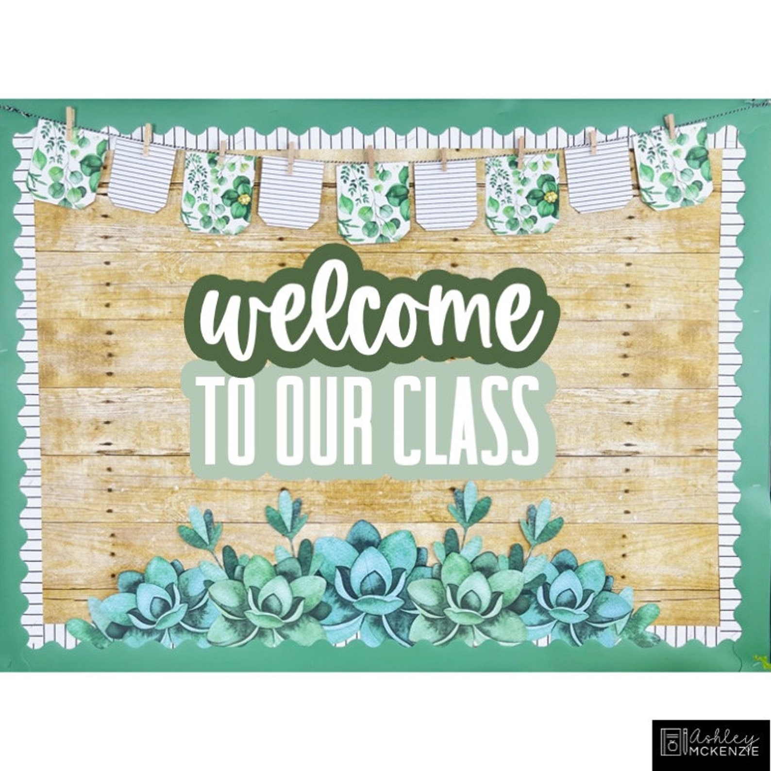 Modern Greenery Back to School Bulletin Board Kit Easy and - Etsy