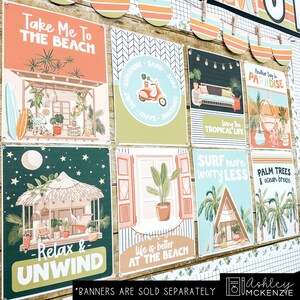 Tropical Surf Classroom Posters, Easy and Modern Classroom Decorations ...