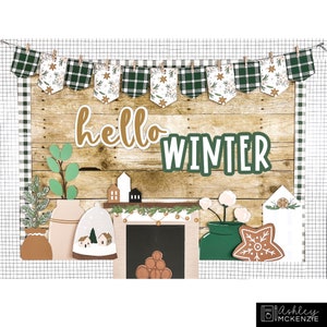 Modern Winter Bulletin Board Kit, Holiday Season Theme, Easy Seasonal ...