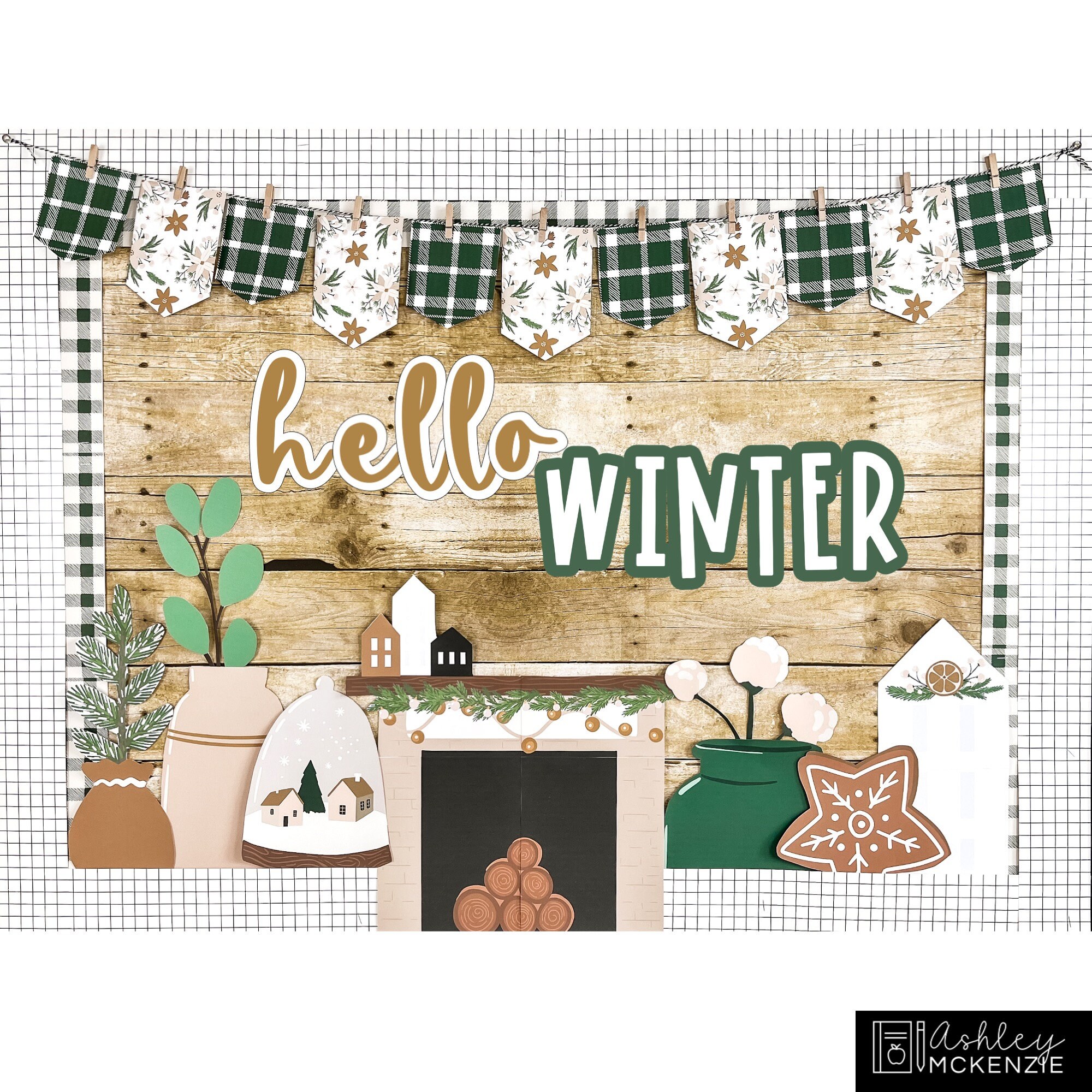 Modern Winter Bulletin Board Kit Holiday Season Classroom Decorations ...