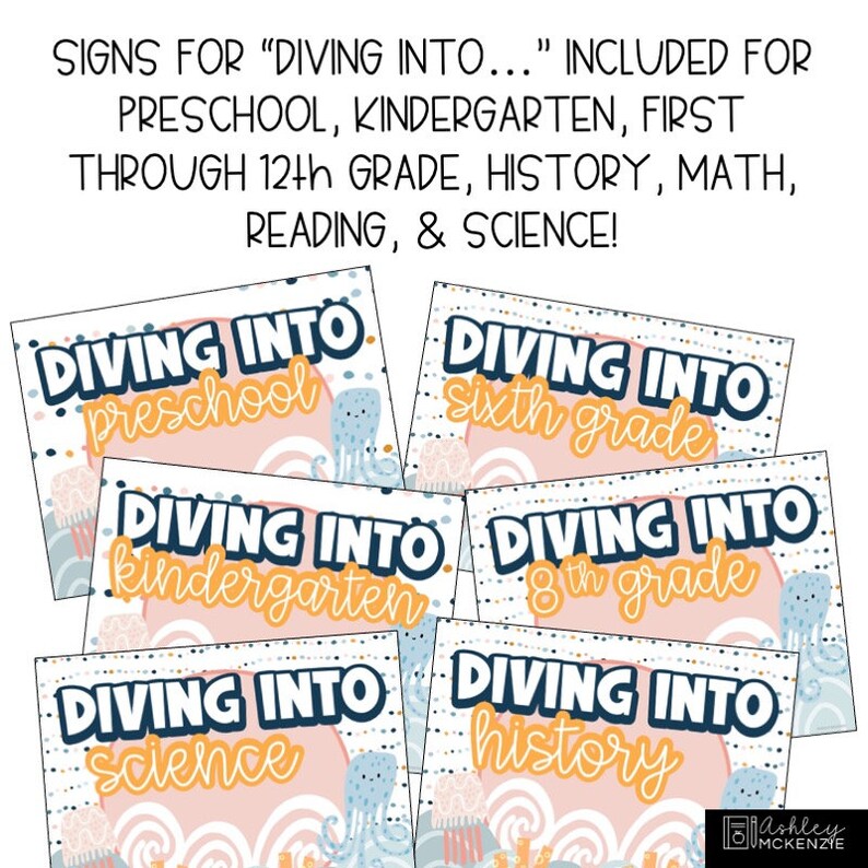 Boho Ocean Classroom Door Decor Kit Back to School Easy and - Etsy