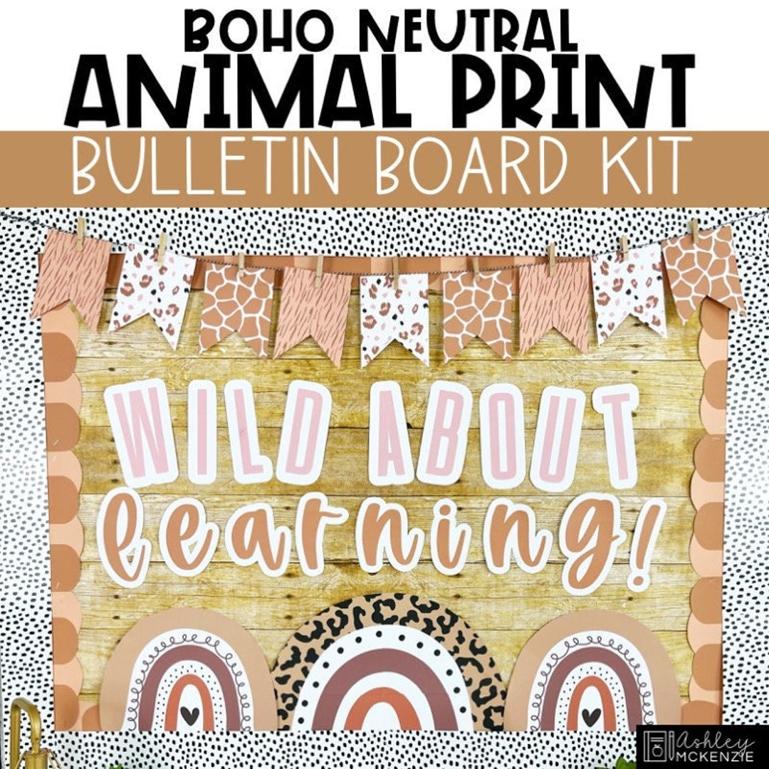 Animal Print Back to School Bulletin Board Kit, Boho Neutral Theme ...