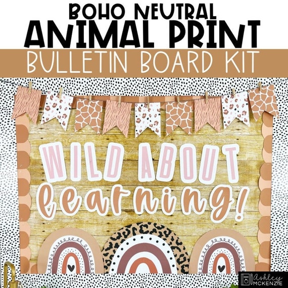 Animal Print Back to School Bulletin Board Kit Boho Neutral - Etsy