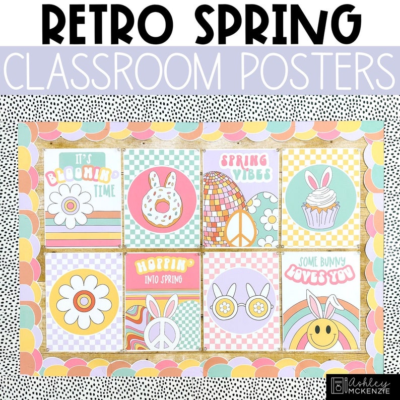 Retro Spring Classroom Decor, Pastel Colors, April Bulletin Board Ideas ...