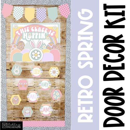 Retro Spring Classroom Door Decor Kit Pastel Spring - Etsy