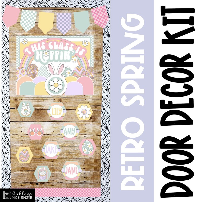 Retro Spring Classroom Door Decor Kit Pastel Spring - Etsy
