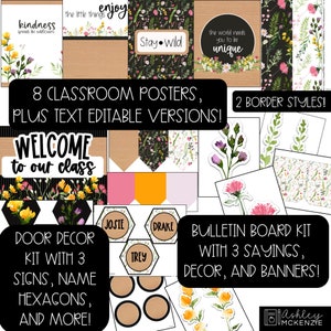 Wildflowers Back to School Classroom Decor, Bulletin Board Kit ...
