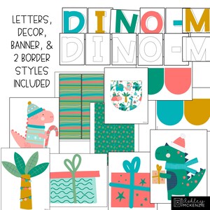 Christmas Dinosaur Theme Bulletin Board Kit, Easy Holiday Classroom ...