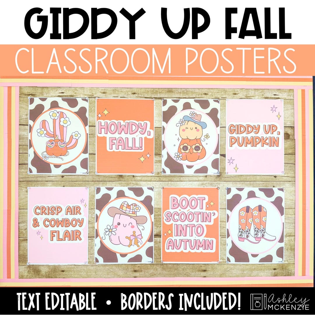 Giddy up Fall Posters With Bulletin Board Borders Western Theme Fall ...