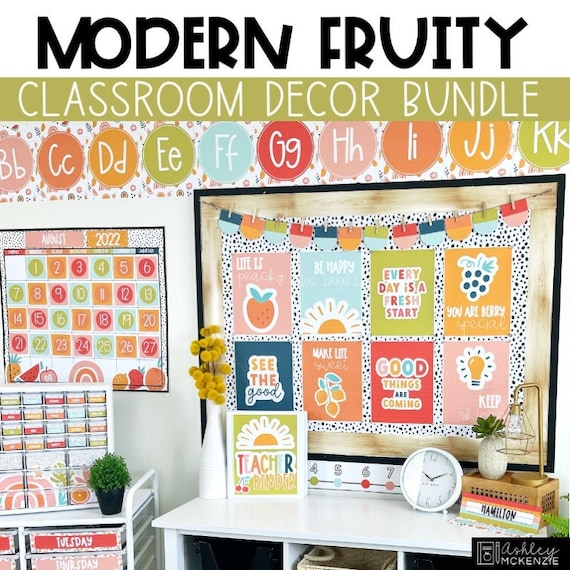 Modern Fruit Themed Classroom Decor Bundle Editable Decor - Etsy