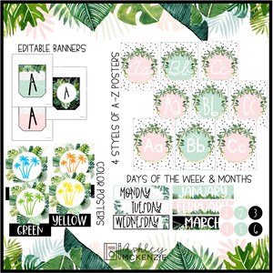 Modern Tropical Classroom Decor Bundle Calm Classroom Colors Back to ...