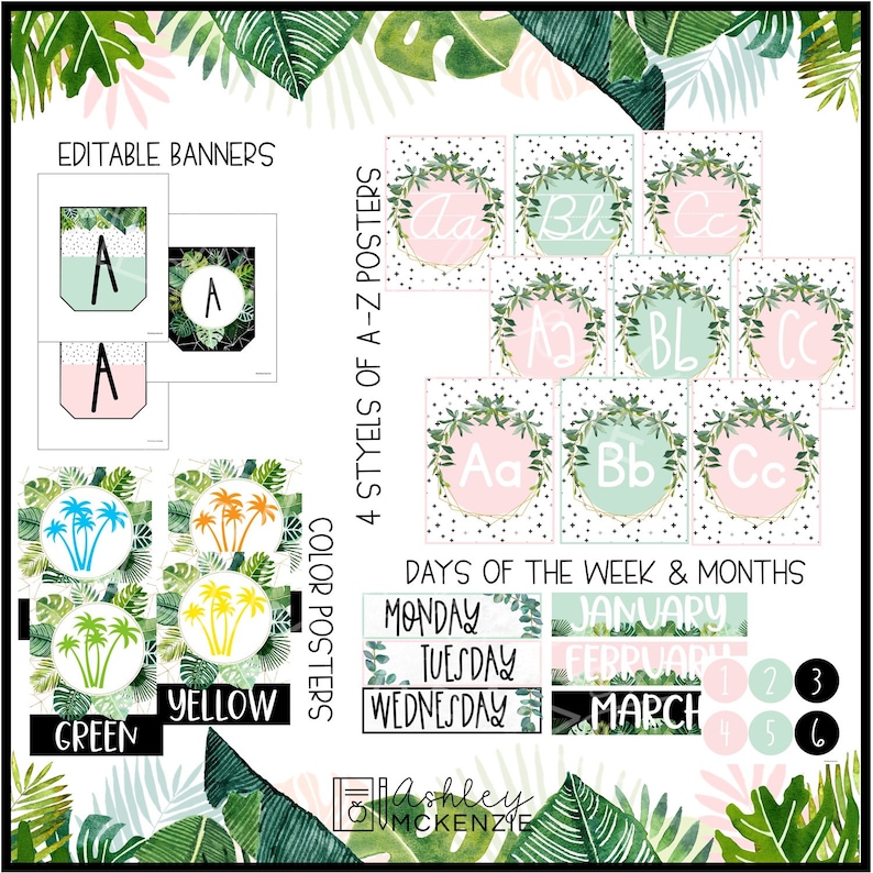 Modern Tropical Classroom Decor Bundle Calm Class Themes - Etsy