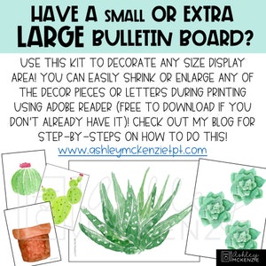 Watercolor Succulent Back to School Bulletin Board or Classroom Door ...