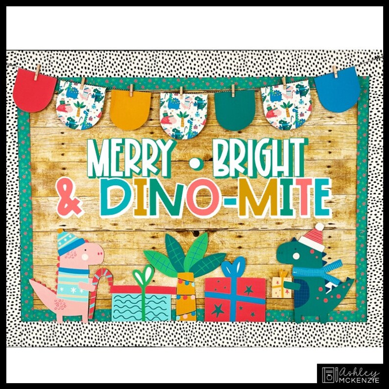 Christmas Dinosaur Theme Bulletin Board Kit Easy Holiday - Etsy