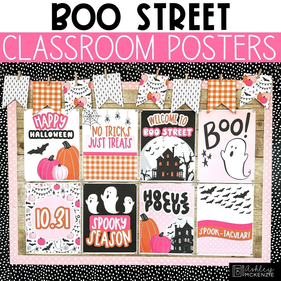 Halloween Classroom Posters, Boo Street Theme, Autumn Class Decor, Easy ...