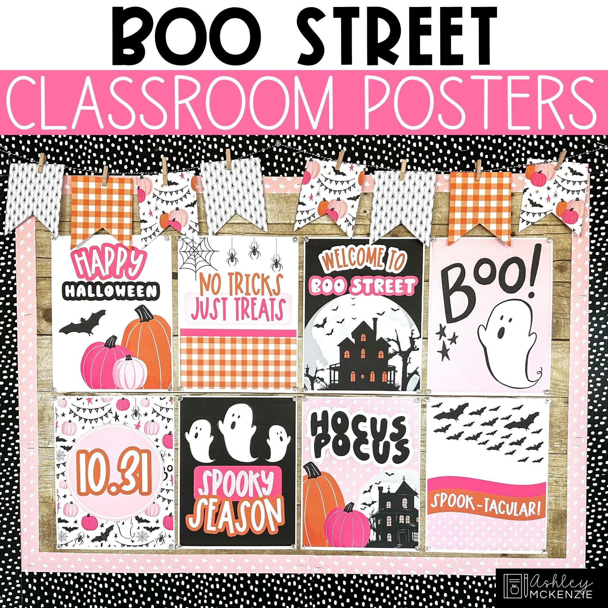 Halloween Classroom Posters Boo Street Theme October Bulletin Board ...