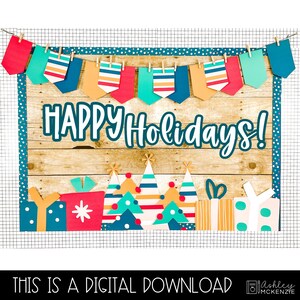 Festive Christmas Holiday Bulletin Board Kit, December Theme, Easy ...