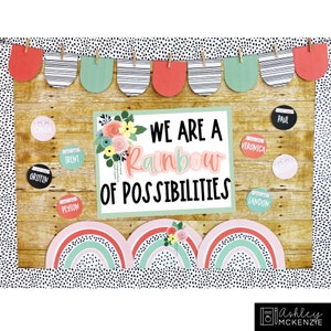 Boho Rainbow Flowers Classroom Decor, Bulletin Board Kit, Classroom ...