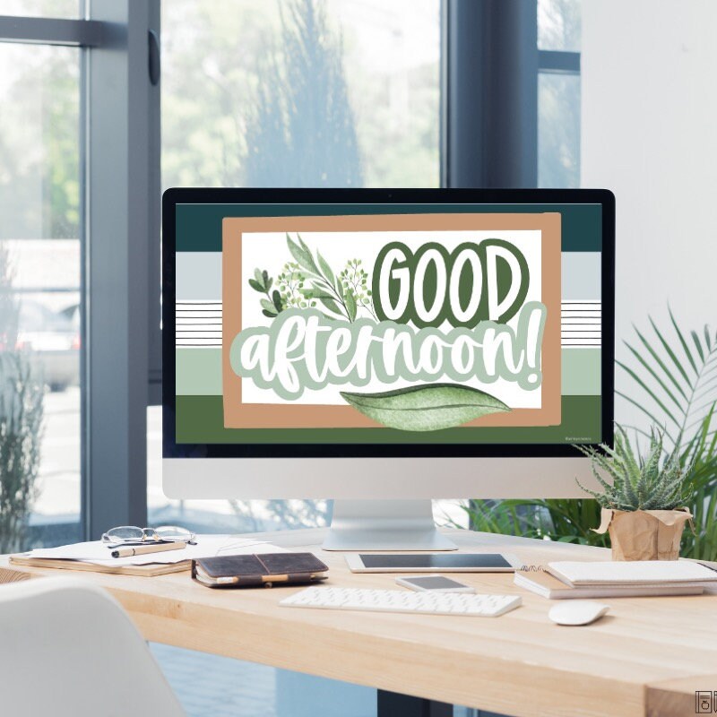 Modern Greenery Google Slides and Powerpoint Templates, Calm Class ...