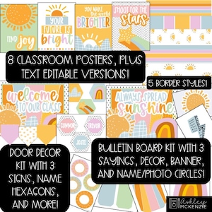 Sunshine Classroom Theme Back to School Bulletin Board Ideas Bundle ...