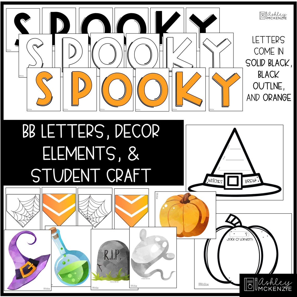 Halloween Bulletin Board or Classroom Door Decor, Spooky Halloween ...
