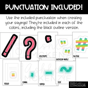 Neon Brights Classroom Decor, A-Z Bulletin Board Letters, Punctuation ...