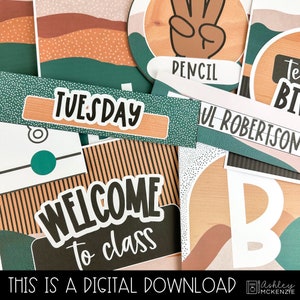 Abstract Landscape Themed Classroom Decor Bundle, Editable Classroom ...