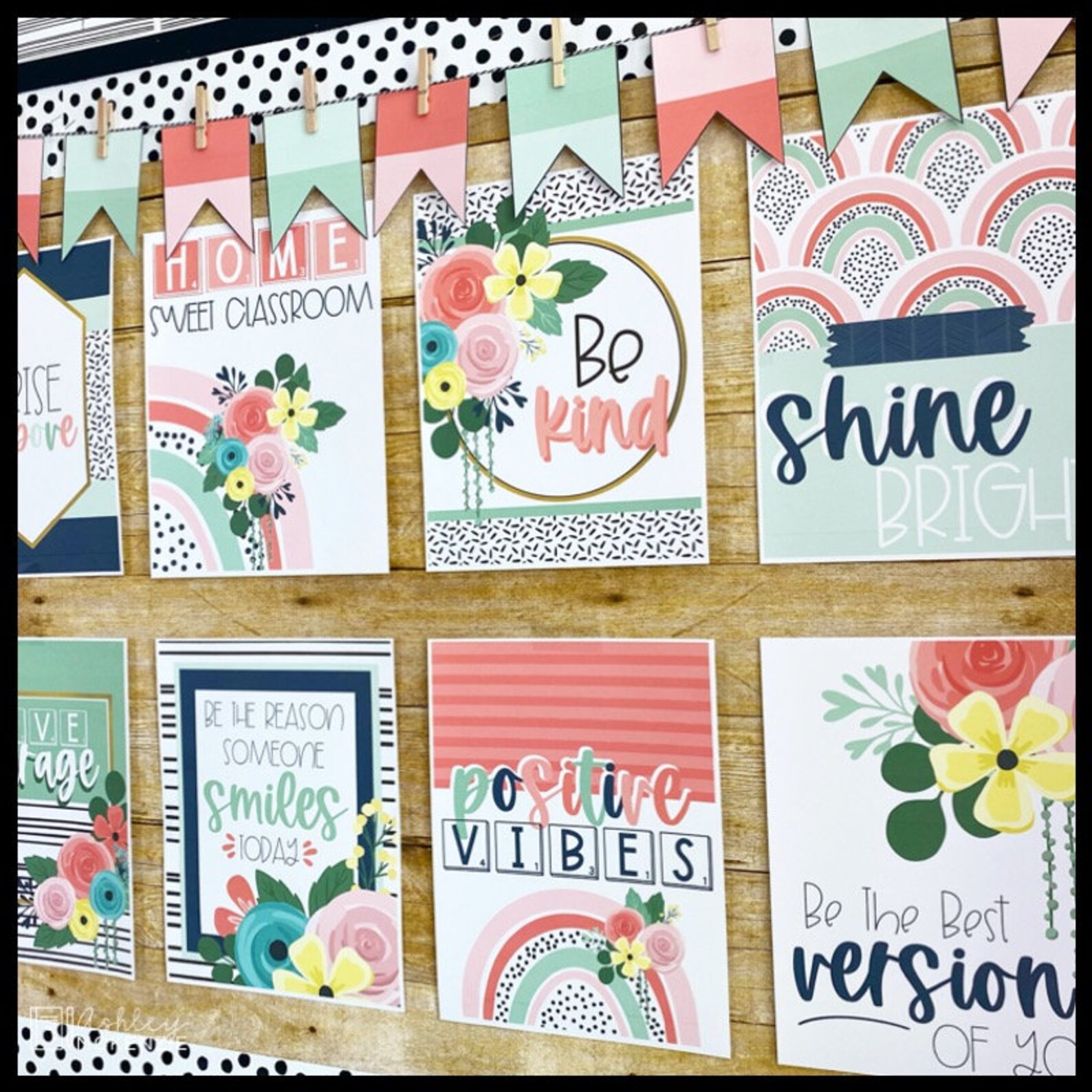 Boho Rainbow Flowers Classroom Posters Easy and Modern - Etsy