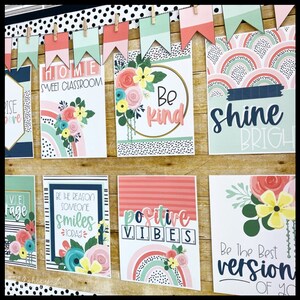 Boho Rainbow Flowers Classroom Posters Easy and Modern - Etsy