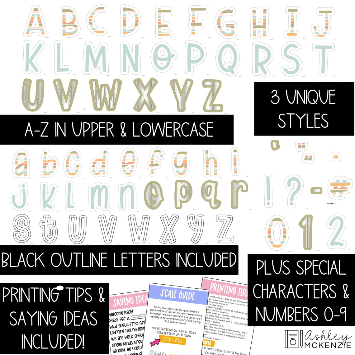 Tropical Surf Classroom Decor, A-Z Bulletin Board Letters, Punctuation ...