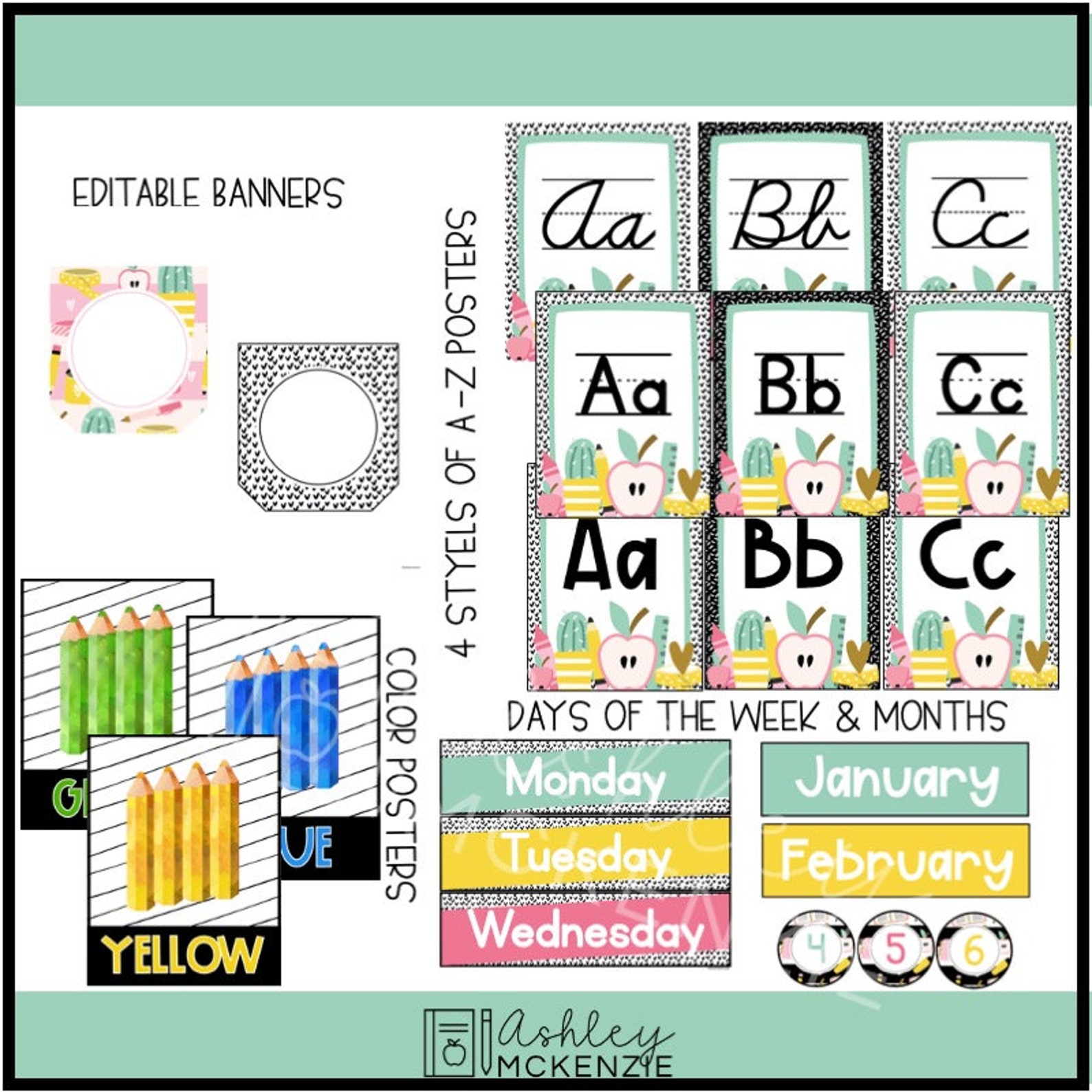 School Supplies Classroom Decor Bundle Easy and Modern - Etsy