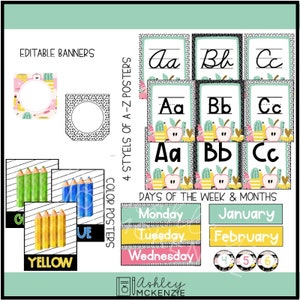 School Supplies Classroom Decor Bundle Modern Back to School Bulletin ...
