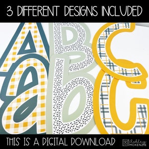 Thanksgiving Plaid Classroom Decor, A-Z Bulletin Board Letters ...