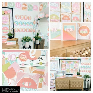 Marbled Pastel Themed Classroom Decor Bundle Editable Classroom Decor ...