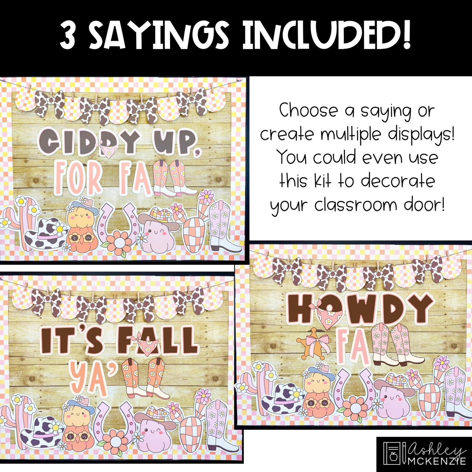 Giddy up Fall Bulletin Board Idea September Door Decor Printable ...